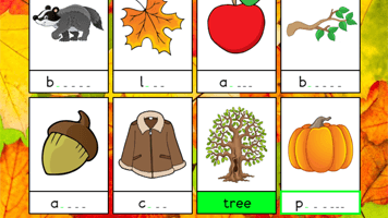 Spelling Cards: Autumn | Play Spelling Cards: Autumn on PrimaryGames